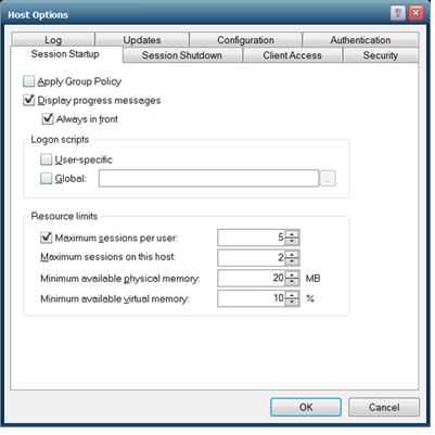 Session Startup Options